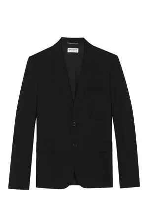 Saint Laurent Single-breasted Straight Collar Jacket - Black
