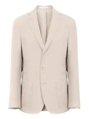 Eleventy Eleventy Linen Patch-Pocket Blazer Nude