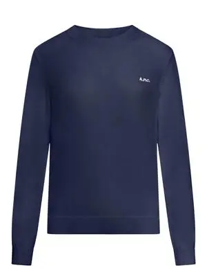 A.p.c. Crewneck Jumper With Embroidered Logo - Blue