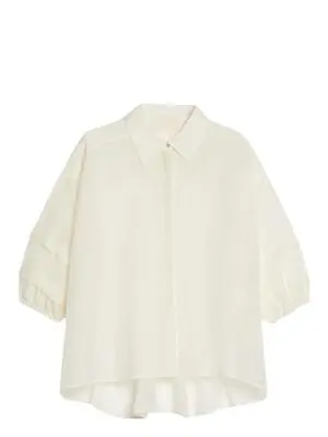 IBLUES Silk-blend Muslin Shirt With 3/4 Sleeves - White