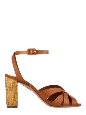 AQUAZZURA Square-heeled High-heeled Sandals With Adjustable Buckle - Brown