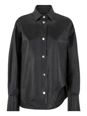 ATTICO Attico Long-Sleeved Leather Shirt With Lapels And Slits