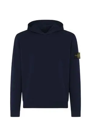 Stone Island Long-sleeved Knitted Pullover With Hood - Blue
