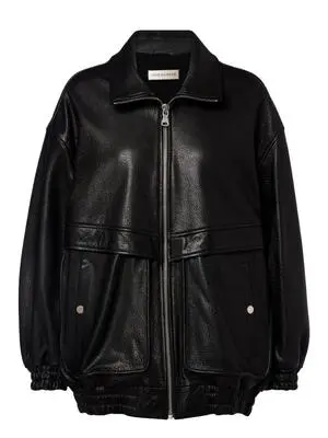 Nour Hammour Nour Hammour Long-Sleeved Leather Jacket Black