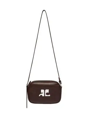 COURREGES Redition Logo Patch Zip-up Shoulder Bag - Chocolate