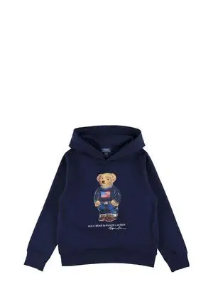 Polo Ralph Lauren Long-sleeved Hooded Sweatshirt With Teddy Bear Print - Black