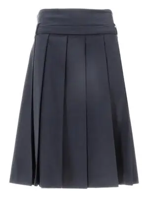 Vivetta Pleated Midi Skirt With Belt Loop - Black