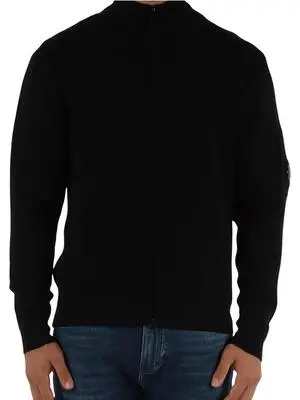 C.P. COMPANY Lens Detailed Half-zip Knit Jumper - Black