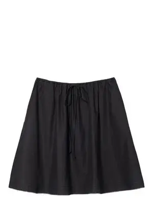DUNST Lace-trimmed Drawstring Midi Skirt - Black