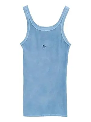 BASERANGE Ribbed Heart Detail Tank - Blue