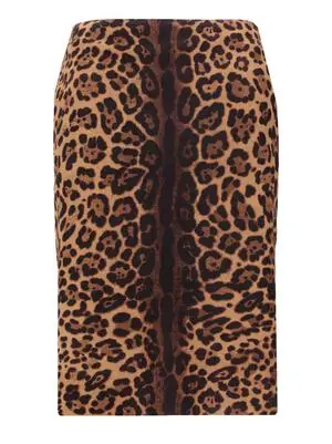 LELA ROSE Lela Rose Leopard Print Midi Pencil Skirt
