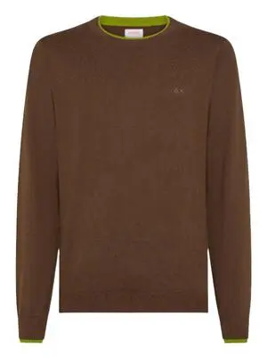 SUN 68 Contrast Trim Knitted Sweater - Brown