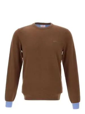 SUN 68 Knitted Sweater With Contrast Elbow Patches - Brown