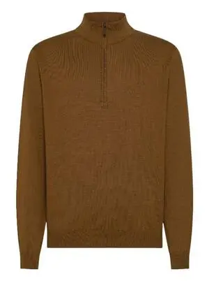 SUN 68 Half-zip Knitted Sweater - Brown