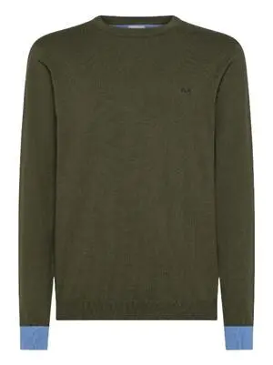 SUN 68 Embroidered Logo Crewneck Knitted Jumper - Green