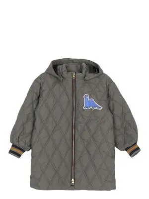 MINI RODINI Quilted Hooded Cotton Jacket With Cartoon Pattern - Black