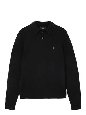 ALLSAINTS Ramskull Embroidered Polo Knit Sweater - Black