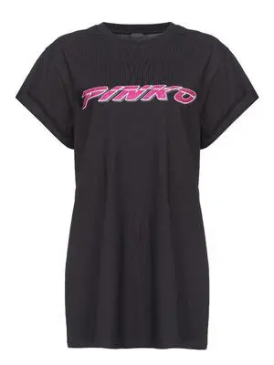 Pinko Logo Print Crewneck T-shirt - Black