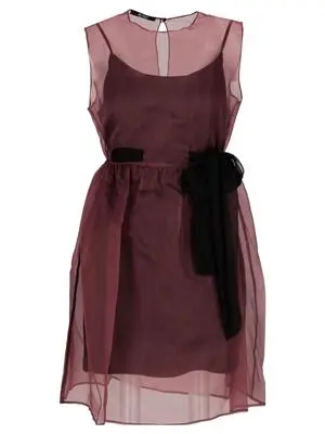 Lela Rose Round Neck Sleeveless Dress - Red