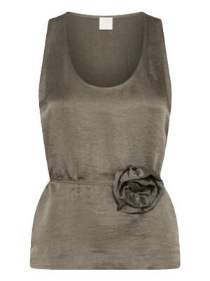 Marella Pleated Twill Top - Brown