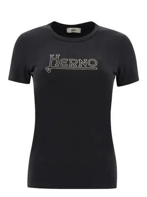 Herno Embroidered Logo Crewneck T-shirt - Black