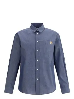 Maison Kitsuné Fox Head Patch Buttoned Shirt - Blue