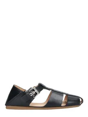 LEMAIRE Fisherman Round-toe Flat Sandals - Black
