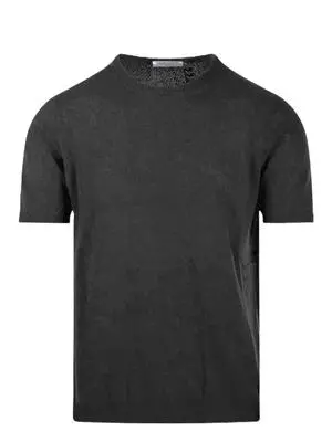 ROBERTO COLLINA Crew Neck Short Sleeve Knit Sweater - Black