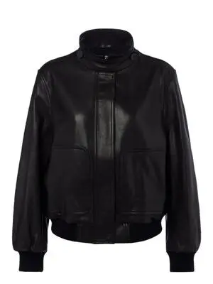 Nour Hammour Rios Leather Bomber Jacket - Black