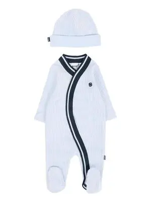 Hugo Boss Logo Patch Babygrow And Hat Set - Blue