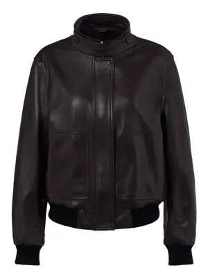 Nour Hammour Rios Leather Bomber Jacket - Black