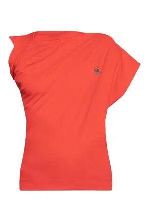 VIVIENNE WESTWOOD Orb Embroidered Asymmetrical T-shirt - Red