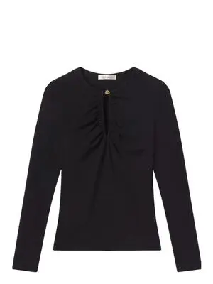 FRAME Long-sleeved Top With Keyhole Detail - Black
