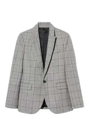 NILI LOTAN Long-sleeved Plaid Blazer - Gray