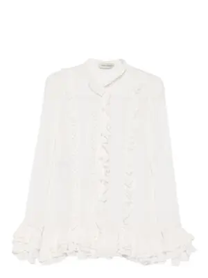 Alberta Ferretti Ruffled Long Sleeve Shirt - White