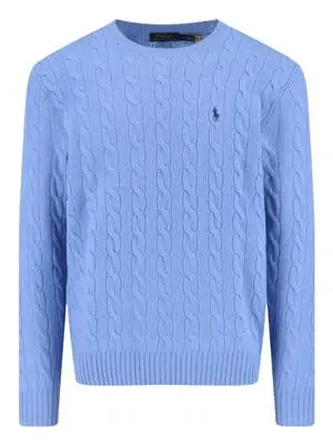 Polo Ralph Lauren Polo Ralph Lauren Embroidered Cable-Knit Jumper Blue