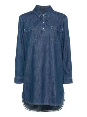 A.p.c. Texas Chest Patch Denim Mini Dress - Blue