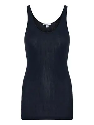 JAMES PERSE Ribbed Scoop Neck Tank Top - Black