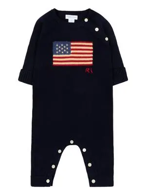 Ralph Lauren American Flag Knit Bodysuit - Black