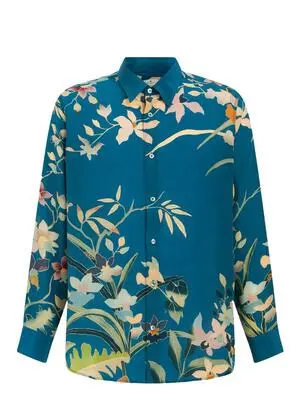 Etro Floral Print Collared Button-up Shirt - Green