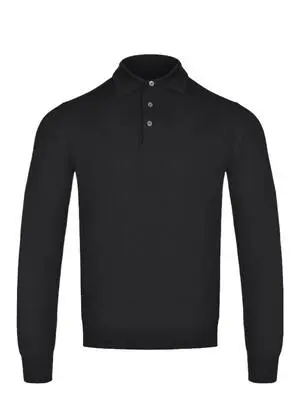 Tagliatore Palmer Long-sleeved Knitted Polo Shirt - Black