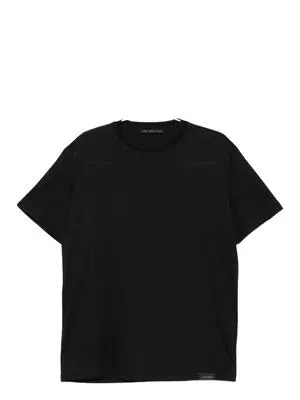 LOW BRAND Logo Patch Crewneck T-shirt - Black