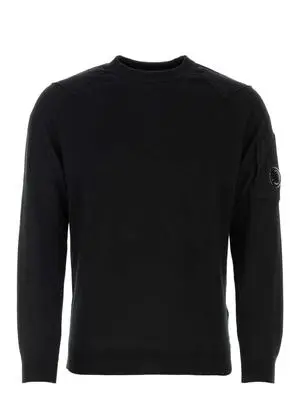 C.P. COMPANY Long Sleeved Crew Neck Sweater - Black