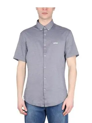 Hugo Boss Logo Printed Short-sleeved Shirt - Gray