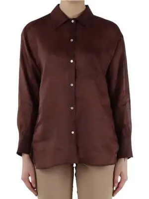 Marella Long Sleeve Shirt With Classic Collar And Patch Pockets - Red