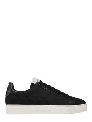 Emporio Armani Round Toe Lace-up Sneakers - Black