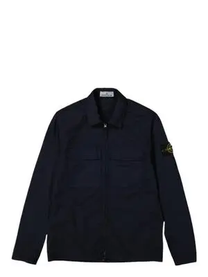Stone Island Stone Island Zip-Fastening Long-Sleeve Shirt With Double Chest Pockets Blue