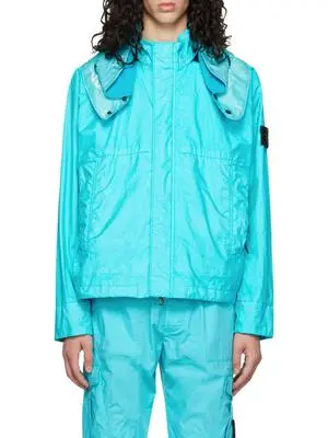 Stone Island Zip Up Hooded Jacket - Turquoise