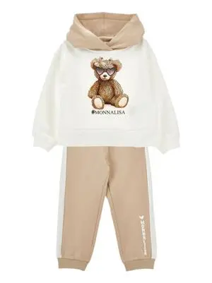 Monnalisa Teddy Embellished Jogger Set - White