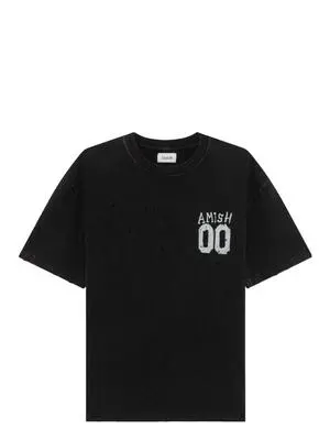 AMISH SUPPLIES Laser Print Distressed T-shirt - Black